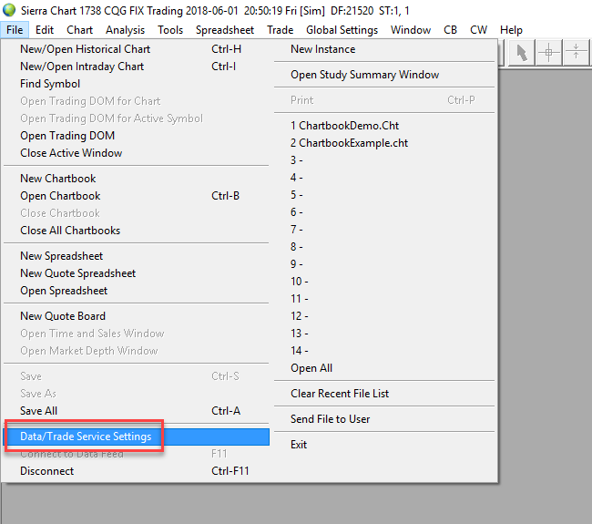How do I Connect Sierra Chart to the Rithmic data feed?
